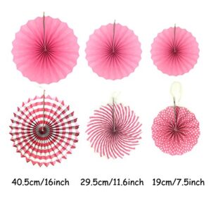 Cocodeko Hanging Set, Tissue Paper Poms Flower Fan and Honeycomb Balls for Birthday Baby Shower Wedding Festival Decorations-Pink, 3 Gram