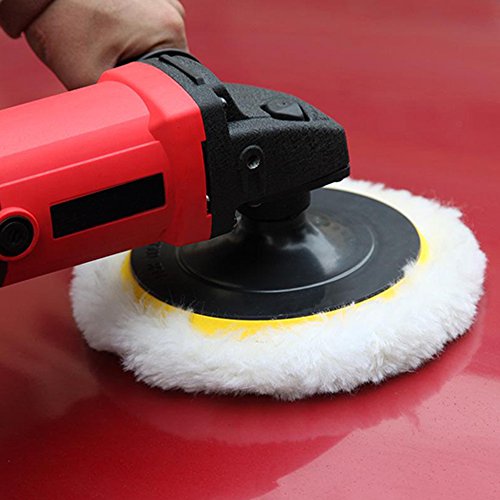 Coceca 7pcs 6 Inch Drill Buffer Attachment with Buffing Wheel, Sponge and Wool Polishing Pad Set with M14 Drill Adapter