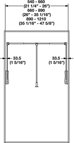 Pull Down Closet Rod, 26 lbs load capacity (Black powder-coated, 26" - 35 1/16")