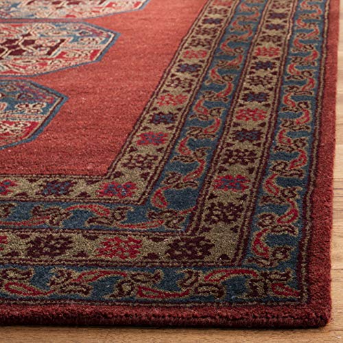 SAFAVIEH Heritage Collection Accent Rug - 4' x 6', Red, Handmade Traditional Oriental Wool, Ideal for High Traffic Areas in Entryway, Living Room, Bedroom (HG919Q)