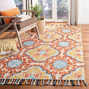 safavieh aspen collection area rug - 5' x 8', beige & rust, handmade boho braided tassel wool, ideal for high traffic areas in living room, bedroom (apn217a)