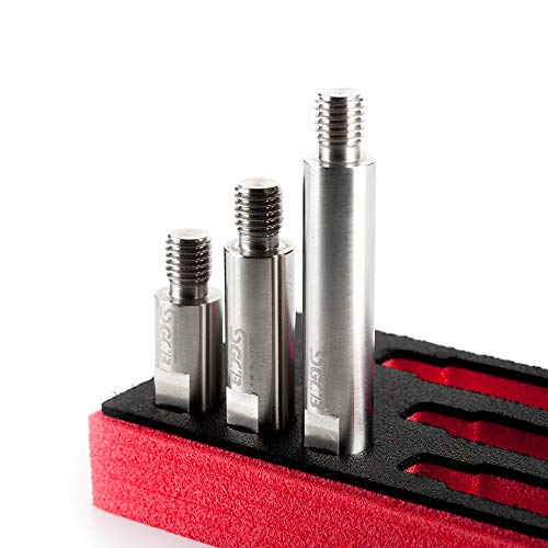 SGCB Ultra Stainless Steel Mini Rotary Extension Shaft Set of 3, Powerful Stable Performance 5/8” Thread Interconnectable 70mm, 90mm, 120mm High Hardness Polisher Buffer Backing Plate Shaft Extender