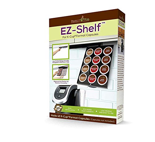 PERFECT POD EZ-Shelf Under Shelf Storage for K Cups, Coffee Holder Compatible with Keurig K Cup Coffee Pods, Space-Saving Under Counter Cabinet Coffee Pod Holder