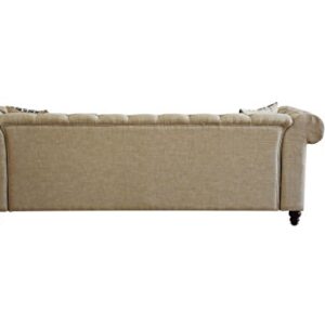 ACME Aurelia Beige Linen Sofa with 2 Pillows