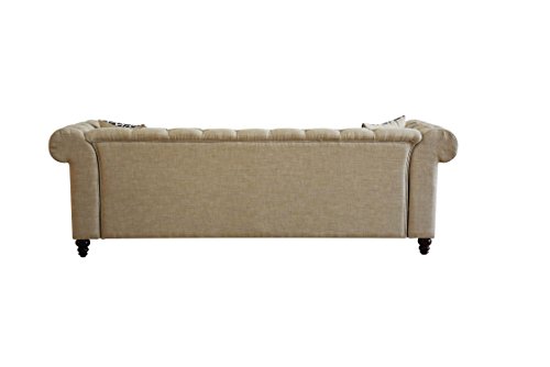 ACME Aurelia Beige Linen Sofa with 2 Pillows