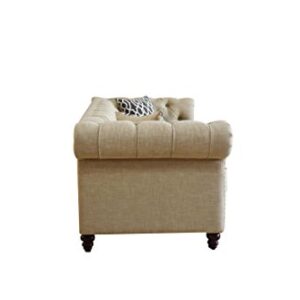 ACME Aurelia Beige Linen Sofa with 2 Pillows