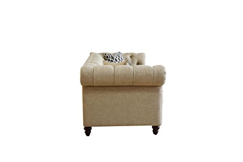 ACME Aurelia Beige Linen Sofa with 2 Pillows