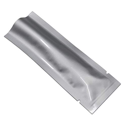 100 Pcs (Outer Size 1.57x4.33 inches) Coffee Food Storage Heat Sealable 3.34mil Mylar Pure Foil Bag Vacuum Pouch for Sampling Packaging Aluminum Foil Package