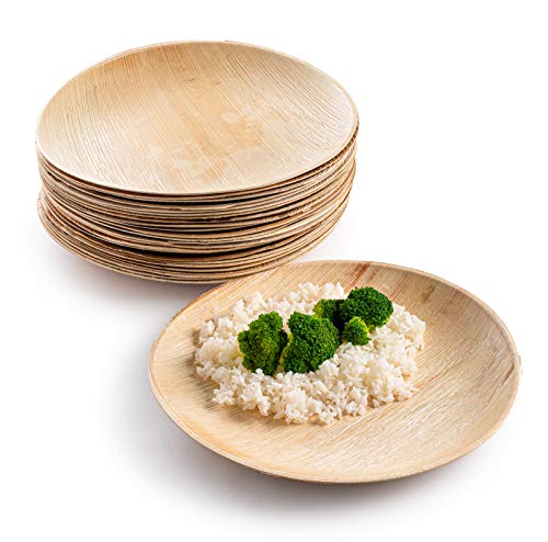 brheez Palm Leaf Plates 25 Ct (12 Inch) - Eco Friendly, Compostable & Biodegradable - Elegant Bamboo Look Disposable Party Plates are Heavy Duty and More Environmentally Friendly than Paper Plates