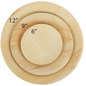 brheez Palm Leaf Plates 25 Ct (12 Inch) - Eco Friendly, Compostable & Biodegradable - Elegant Bamboo Look Disposable Party Plates are Heavy Duty and More Environmentally Friendly than Paper Plates