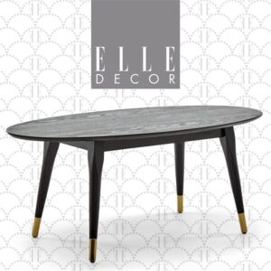 elle decor clementine mid-century modern living room furniture collection, oval coffee table, cocoa 39.37 in x 19.69 in x 15.75 in