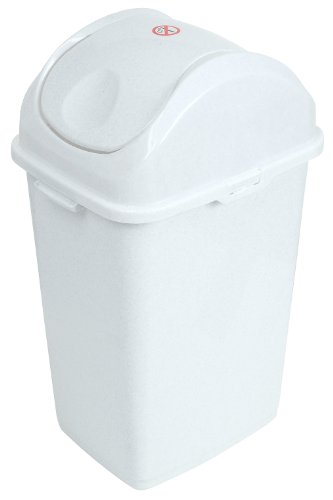 Superio Kitchen Trash Can 13 Gallon with Swing Lid, Plastic Tall Garbage Can Outdoor and Indoor, Large 52 Qt Recycle Bin and Waste Basket for Home, Office, Garage, Patio, Restaurant (White Granite)