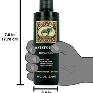 Bickmore 100% Pure Neatsfoot Oil 8 oz - Leather Conditioner and Wood Finish - Works Great on Leather Boots, Shoes, Baseball Gloves, Saddles, Harnesses & Other Horse Tack