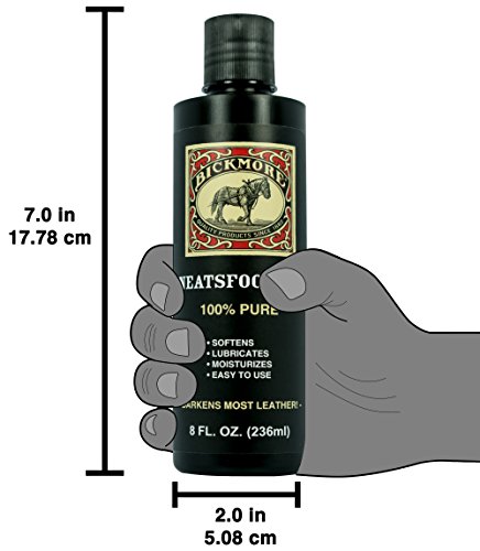 Bickmore 100% Pure Neatsfoot Oil 8 oz - Leather Conditioner and Wood Finish - Works Great on Leather Boots, Shoes, Baseball Gloves, Saddles, Harnesses & Other Horse Tack