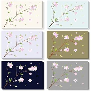 120-pack cherry blossom note cards with envelopes, blank vintage-style thank you notes, bulk box set for wedding small business, birthday (6 floral designs, 4x6 in)