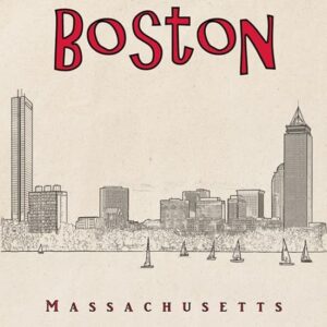 CafePress Boston_10X10_Skyline_Blackred Tote Bag Natural Canvas Tote Bag, Reusable Shopping Bag