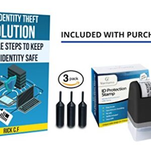 Identity Theft Protection Roller Stamps Wide Kit, Including 3-Pack Refills - Confidential Roller Stamp, Anti Theft, Privacy & Security Stamp, Designed for ID Blackout Security - Classy Black