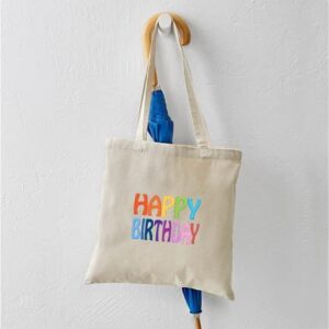 CafePress Happy Birthday Happy Tote Bag Natural Canvas Tote Bag, Reusable Shopping Bag