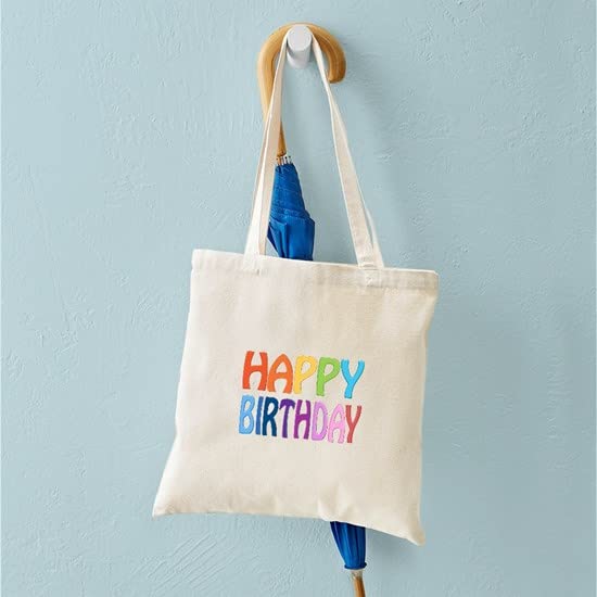 CafePress Happy Birthday Happy Tote Bag Natural Canvas Tote Bag, Reusable Shopping Bag