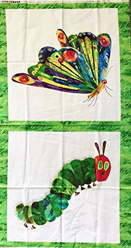 "The Very Hungry Caterpillar" Fabric Pillow Panel - Designed by Eric Carle (Great for Quilting, Sewing, Craft Projects, Wall Hangings, and More) 22" x 44"