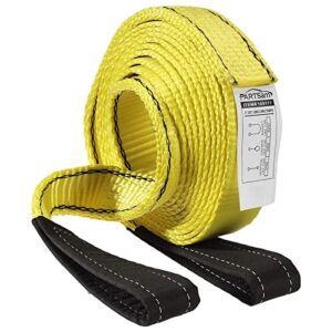 partsam premium crane towing strap 20feet x 2inch durable 3400dtex - heavy duty web sling - corrosion resistance polyester industrial flat eye-eye rope