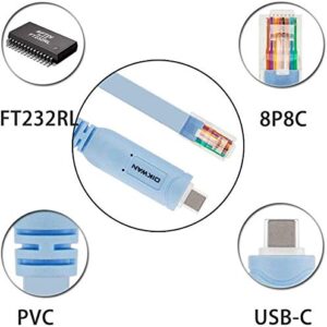 USB-C Cisco Console Cable,OIKWAN 6ft USB Type C to RJ45 Serial Adapter Essential Accessory of Cisco, NETGEAR, Ubiquity, LINKSYS, TP-Link Routers/Switches for Laptops