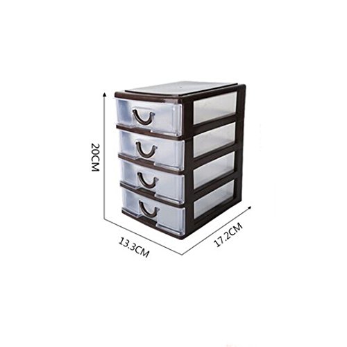 BOMBOMFUN 4-Floor Plastic Drawer Small Tower Storage Unit Office Cosmetic Home Organiser