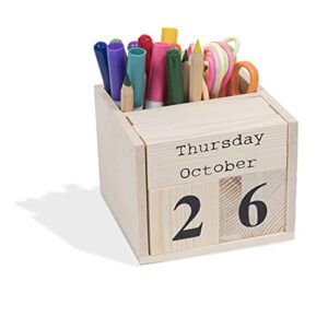 brightmaison BGT Dexo Desk Organizer, Pen Holder & Desk Calendar, DIY Projects Unfinished Wood, Natural