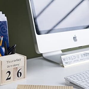 brightmaison BGT Dexo Desk Organizer, Pen Holder & Desk Calendar, DIY Projects Unfinished Wood, Natural