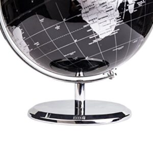 Exerz 8" World Globe Black - Stainless Steel Arc and Base - Educational/Geographic/Modern Desktop Decoration - Metallic Black