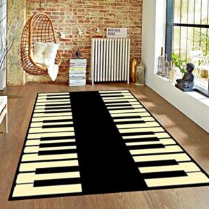 Champion Rugs Music Piano Keys Musical Studio Room Play Keyboard Time Area Rug (5’ 3” X 7’ 5”)