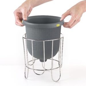 Polder Kitchen Composter-Flexible silicone bucket inverts for emptying and cleaning - no need to touch contents- adjustable lid for ventilation & airflow control, Gray / Green