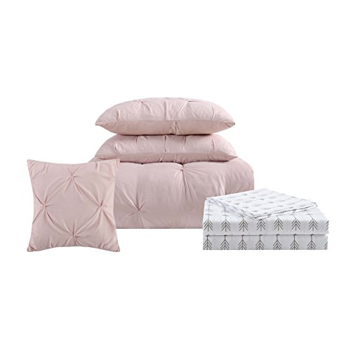 Truly Soft Everyday - Arrow Pleated Blush Queen Bed in a Bag - Blush