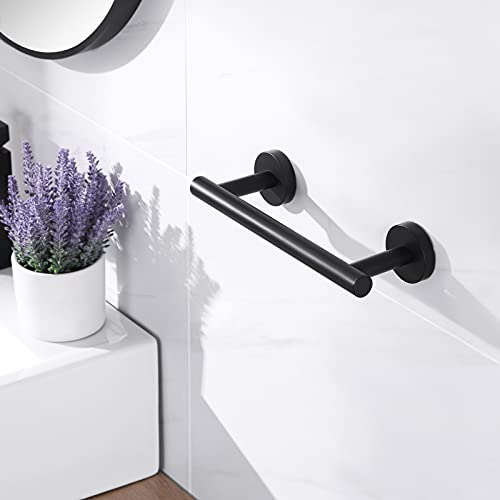 KES 6.7 Inches Matte Black Hand Towel Bar Bathroom Towel Holder Kitchen Dish Cloths Hanger SUS304 Stainless Steel RUSTPROOF Wall Mount, Total Length 9.1 Inch, A2000S23-BK