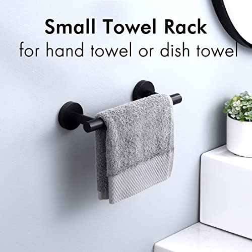 KES 6.7 Inches Matte Black Hand Towel Bar Bathroom Towel Holder Kitchen Dish Cloths Hanger SUS304 Stainless Steel RUSTPROOF Wall Mount, Total Length 9.1 Inch, A2000S23-BK