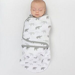 Amazing Baby Swaddle Blanket with Adjustable Wrap, Tiny Elephants and Confetti, Sterling, Small, 2 Count (Pack of 1)