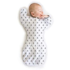 amazing baby transitional swaddle sack with arms up half-length sleeves and mitten cuffs, tiny bear, sterling, medium, 3-6 months, medium (14-21 pound)