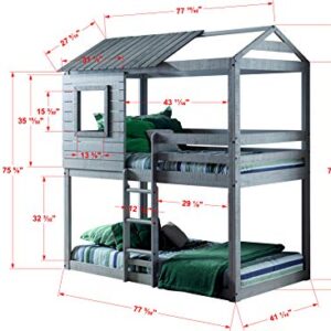 DONCO Twin/Twin Blind Bunk Loft Bunk with Pink Tent Kit