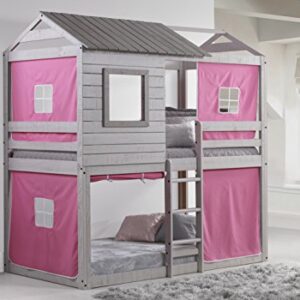 DONCO Twin/Twin Blind Bunk Loft Bunk with Pink Tent Kit