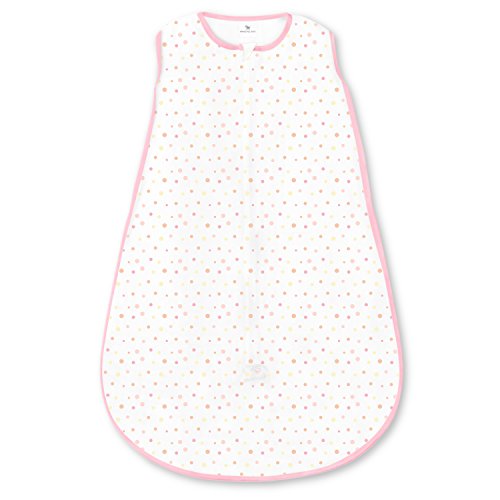 Amazing Baby Microfleece Sleeping Sack, Wearable Blanket with 2-Way Zipper, Use After Swaddle Transition, Playful Dots, Pink, Medium 6-12 Month