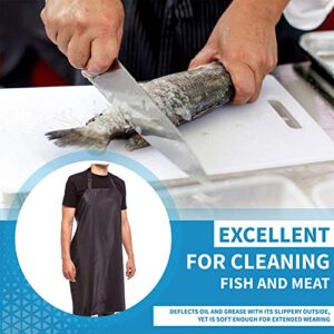 Aulett Home Waterproof Rubber Vinyl Apron Black - 40" Heavy Duty Model - Stay Dry When Dishwashing, Lab Work, Butcher, Dog Grooming, Cleaning Fish - Industrial Chemical Resistant Plastic