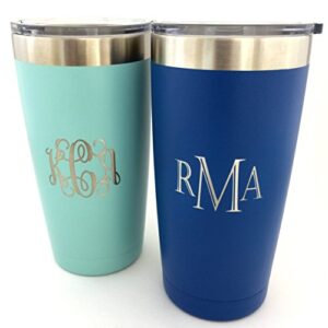 Custom Monogram Powder Coated Insulated Tumbler 20oz Choose Your Color