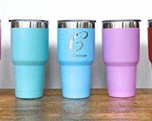 Monogrammed Powder Coated Tumbler 30oz Double Wall Insulated Choose Your Color