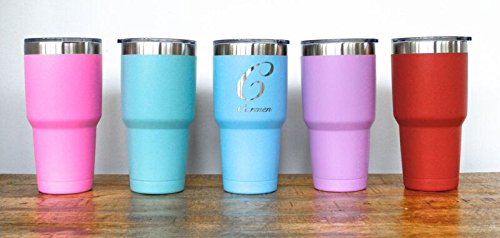 Monogrammed Powder Coated Tumbler 30oz Double Wall Insulated Choose Your Color