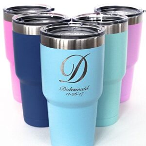 Monogrammed Powder Coated Tumbler 30oz Double Wall Insulated Choose Your Color