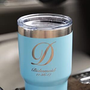 Monogrammed Powder Coated Tumbler 30oz Double Wall Insulated Choose Your Color