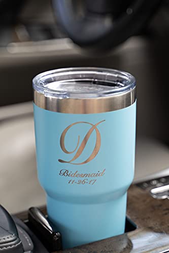 Monogrammed Powder Coated Tumbler 30oz Double Wall Insulated Choose Your Color