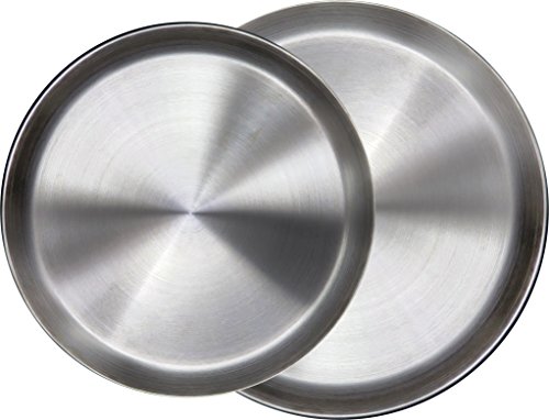 IMMOKAZ Matte Polished 12.0 inch 304 Stainless Steel Round Plates Dish, for Dinner Plate, Camping Outdoor Plate, Baby safe, Toddler, Kids, BPA Free (1-Pack) (L (12.0"))