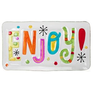 demdaco enjoy patterned multicolored dots 15 x 8 vibrant glass rectangular platter