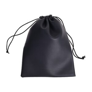 BCP 3pcs 7.5x9” Black Color PU Leather Double Drawstring Protection Headphone Pouch Bag Headphone Pouch (7.5x9)